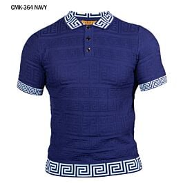 Prestige Original Men's Greek Key Knit Short Sleeve Shirt CMK-364