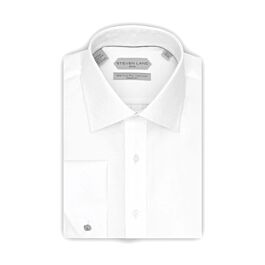 Steven Land Elite Non Iron White Tonal Argyle French Cuff Dress Shirt WW21F