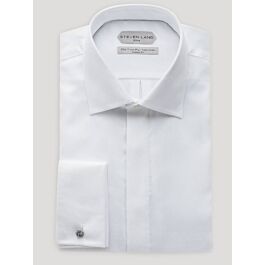 Steven Land Elite Non Iron White Tonal Dot French Cuff Dress Shirt ...